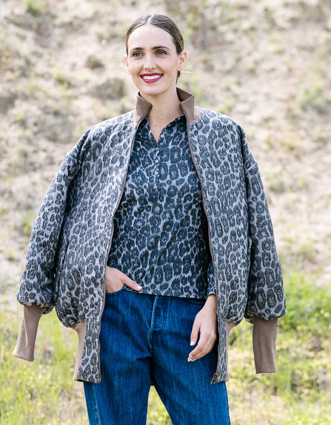 Boom Jacket Leopard & Pistachio - Reversible – Bombo Clothing Co.