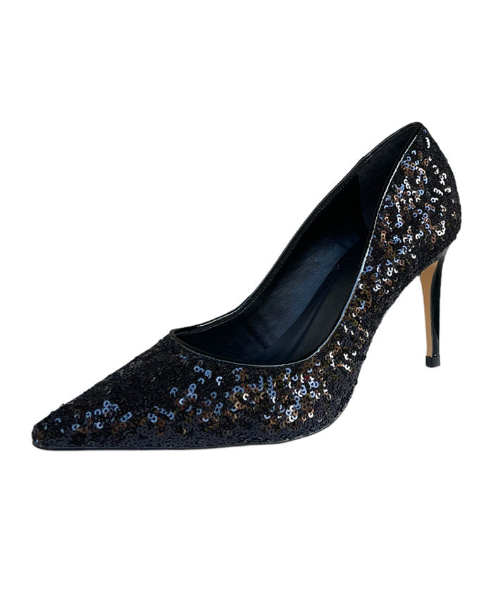 Ultrasuede Black Sequin Heels – Bombo Clothing Co.